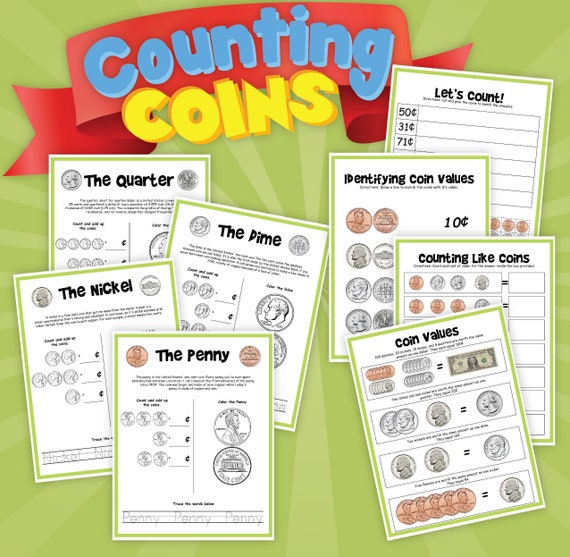 Counting Coins Money Worksheets Instant Download Digital - Etsy