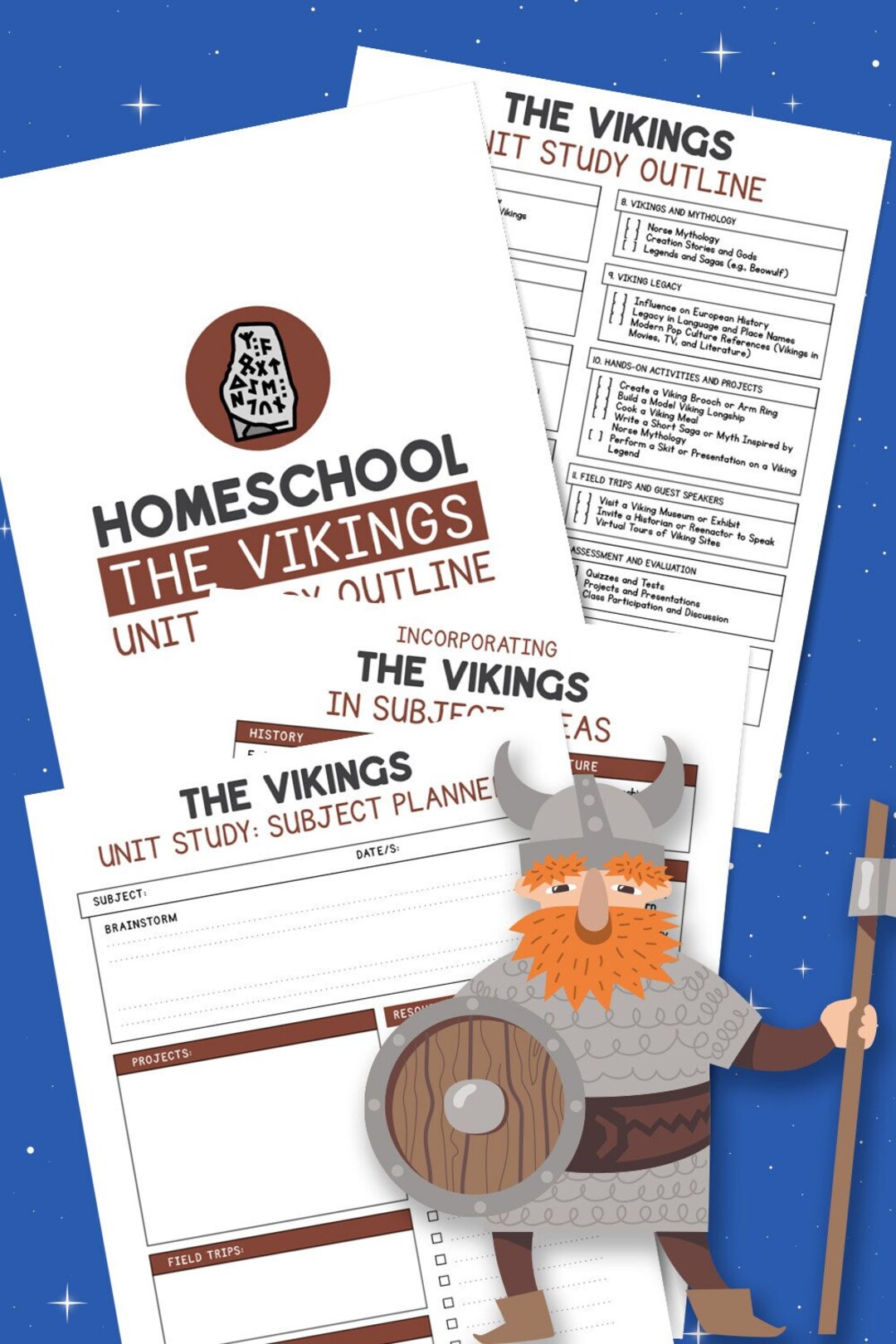 The Vikings Unit Study Outline, Vikings, Unit Study Outline, Digital ...
