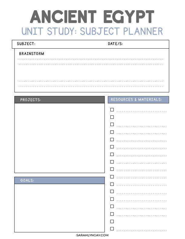 Ancient Egypt Unit Study, Ancient Egypt, Unit Study, Digital Download ...
