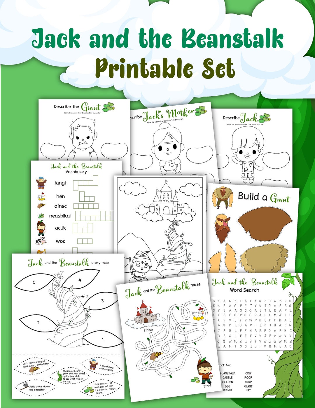 Jack and the Beanstalk Set, STEM, Instant Download, STEM Workbook ...