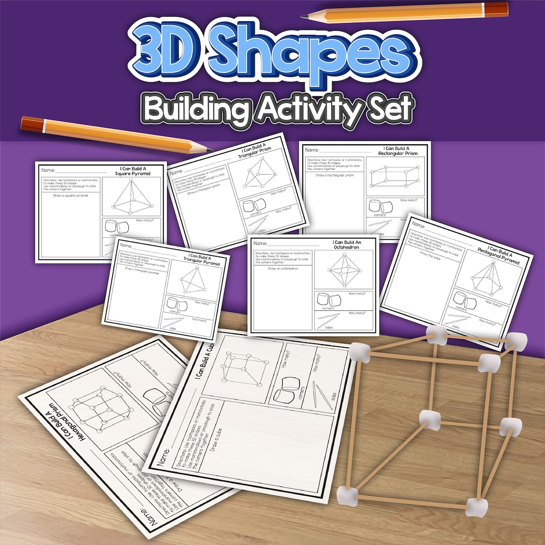 3D Shapes Building Activity Set, Digital Download, Instant Download ...
