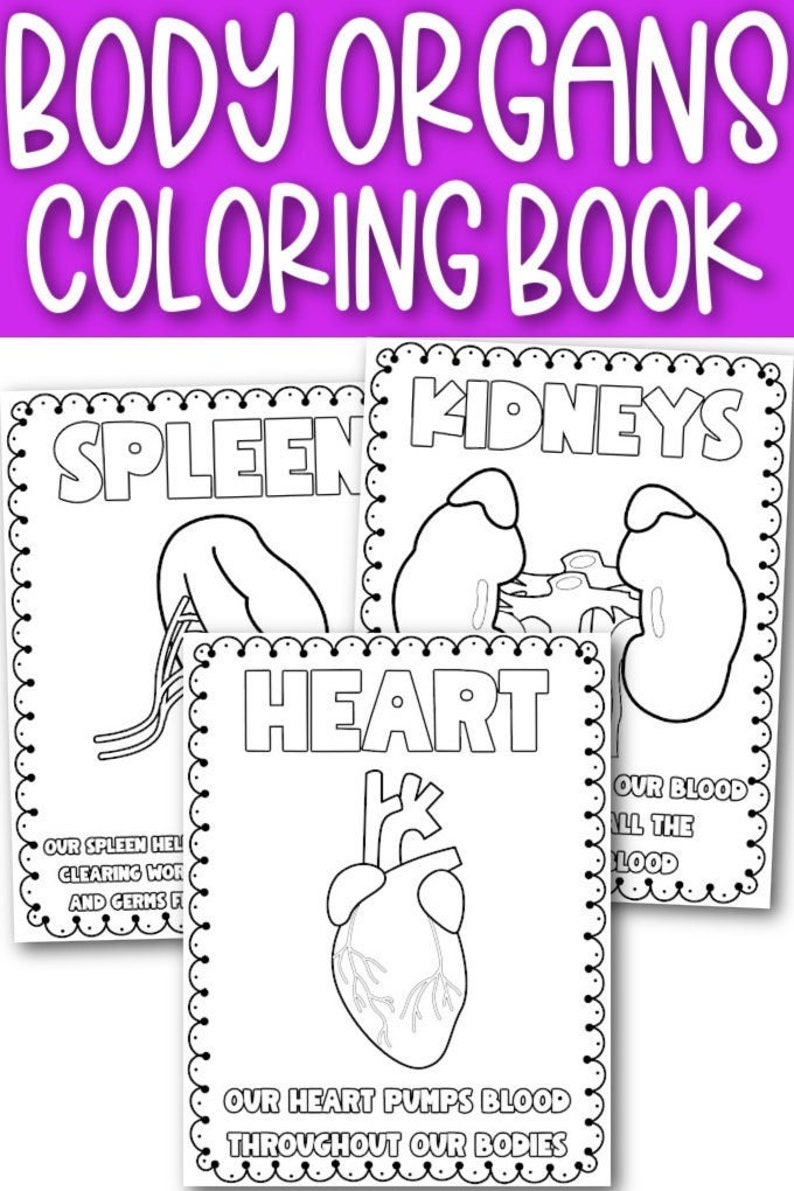Body Organs Coloring Book, Printable Download, Digital Download, STEM ...