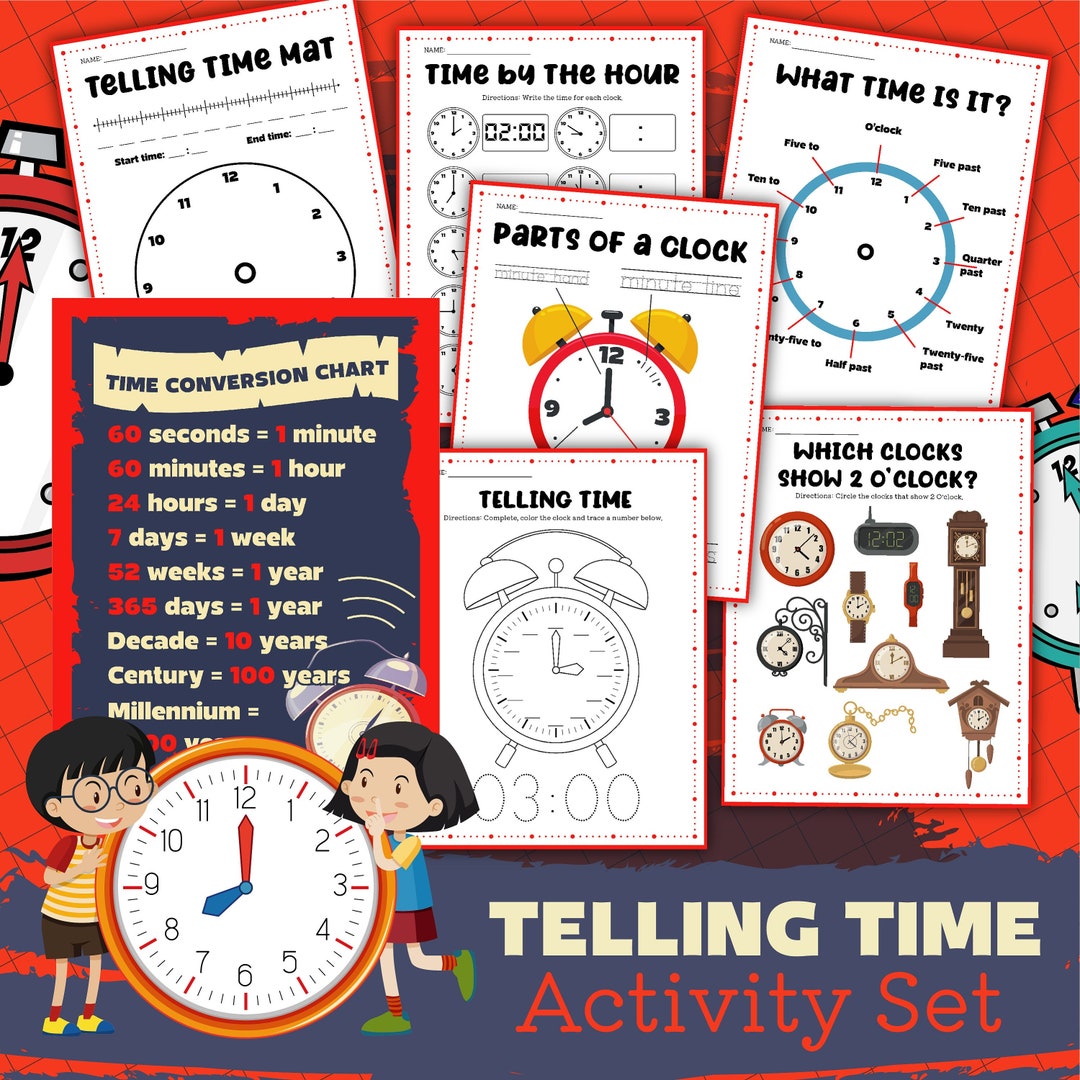 Telling Time, Parts of A Clock, Telling Time Activity Set, Instant ...