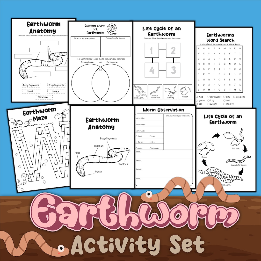 Earthworm Activity Set, Earthworms, Digital Download, Printable ...
