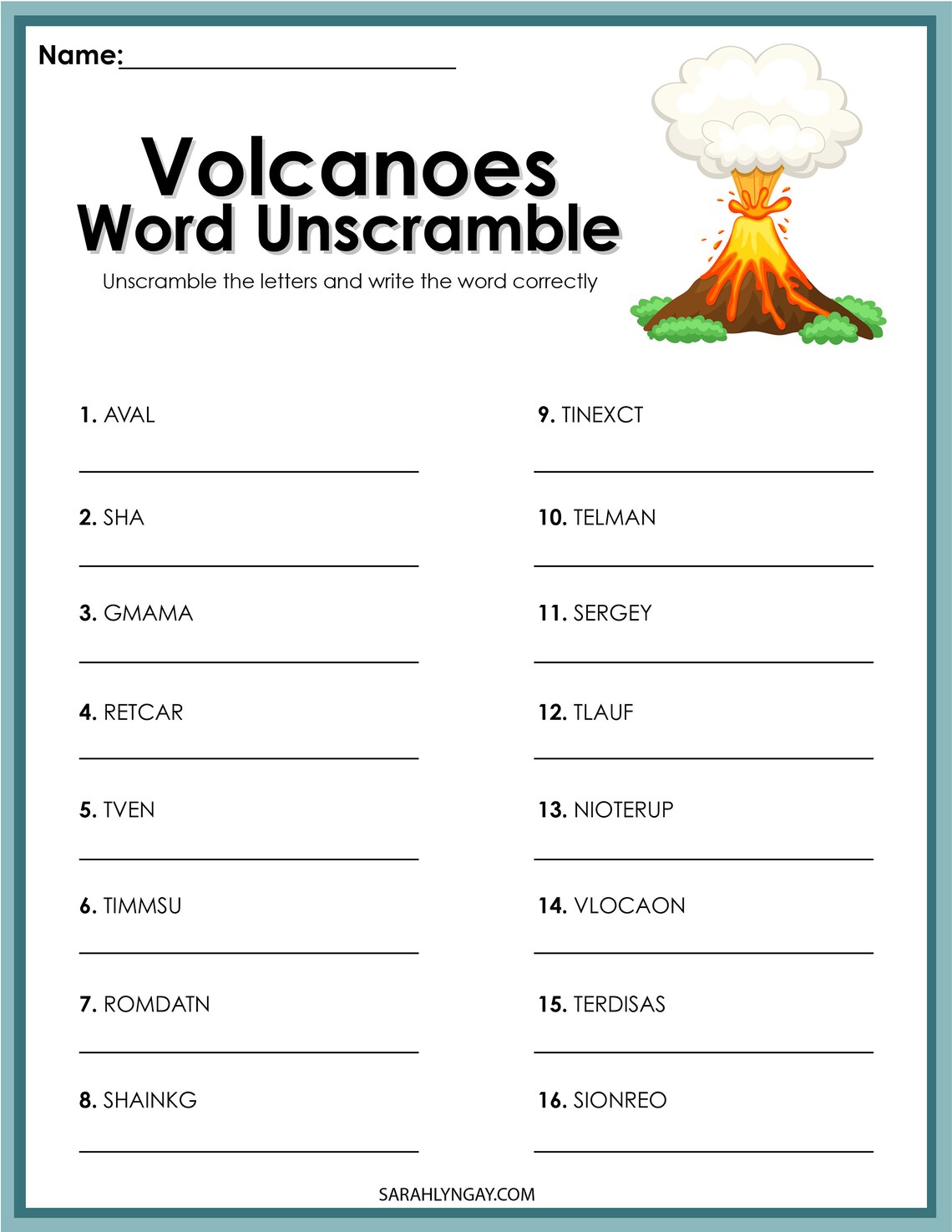 Volcano, Volcano Printable Set, Volcano Facts, Instant Download ...