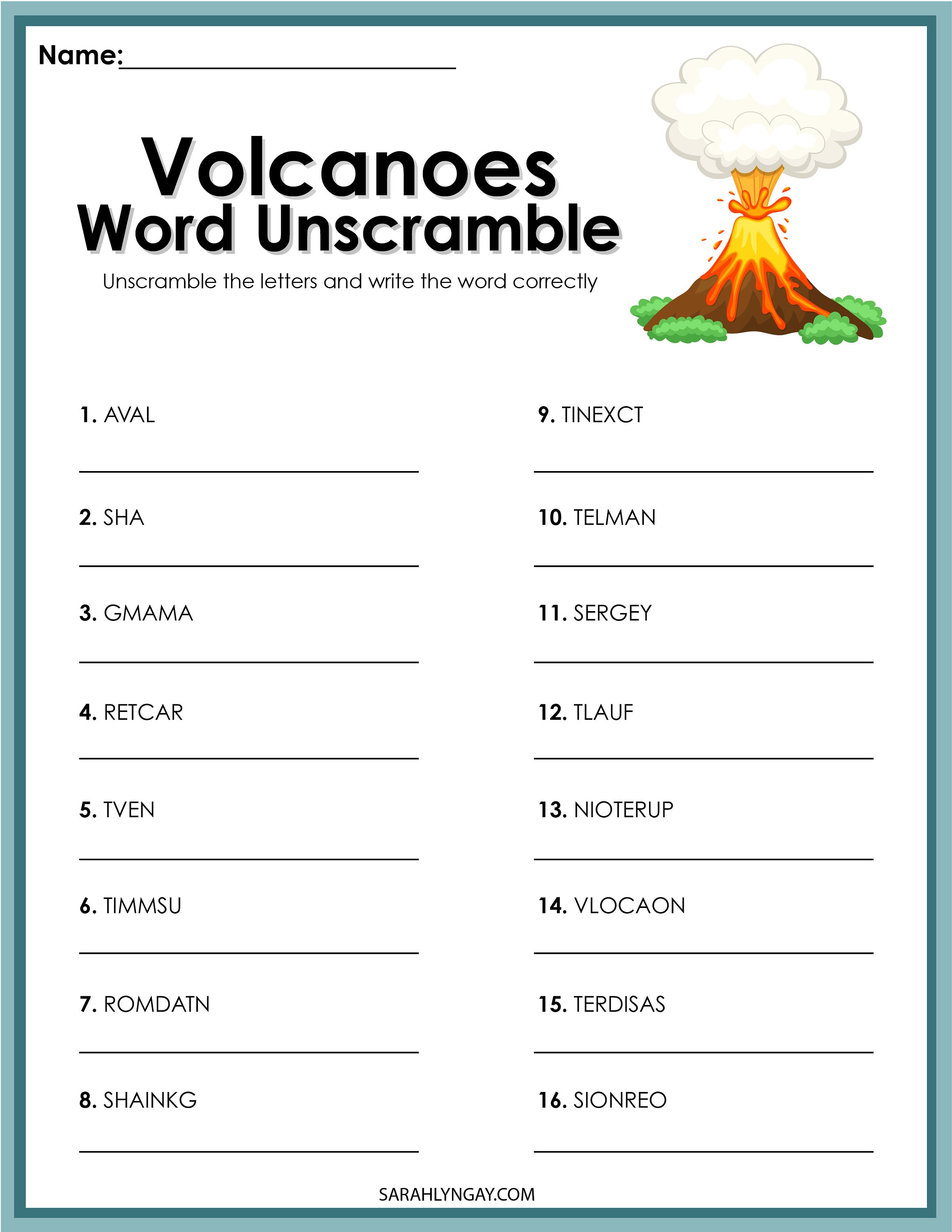 Volcano, Volcano Printable Set, Volcano Facts, Instant Download ...