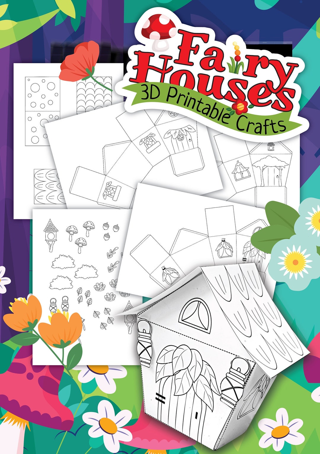 Fairy Paper House Crafts, Digital Download, Instant Download, Printable ...