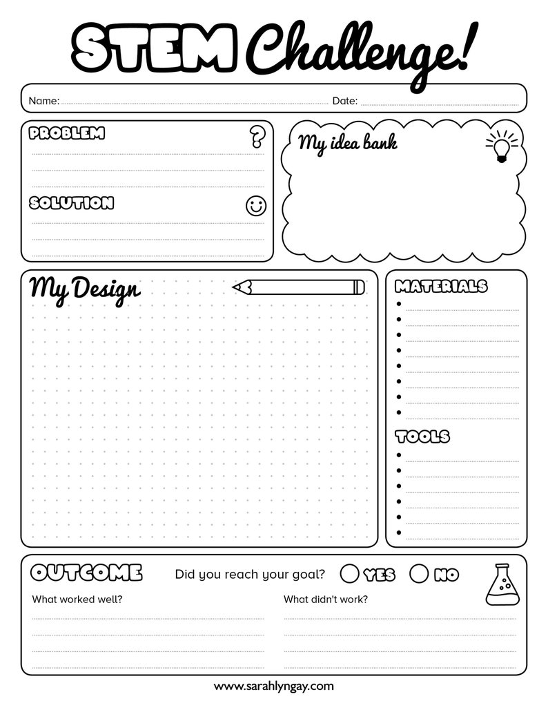 STEM Challenge Worksheets, STEM, Digital Download, Instant Download ...