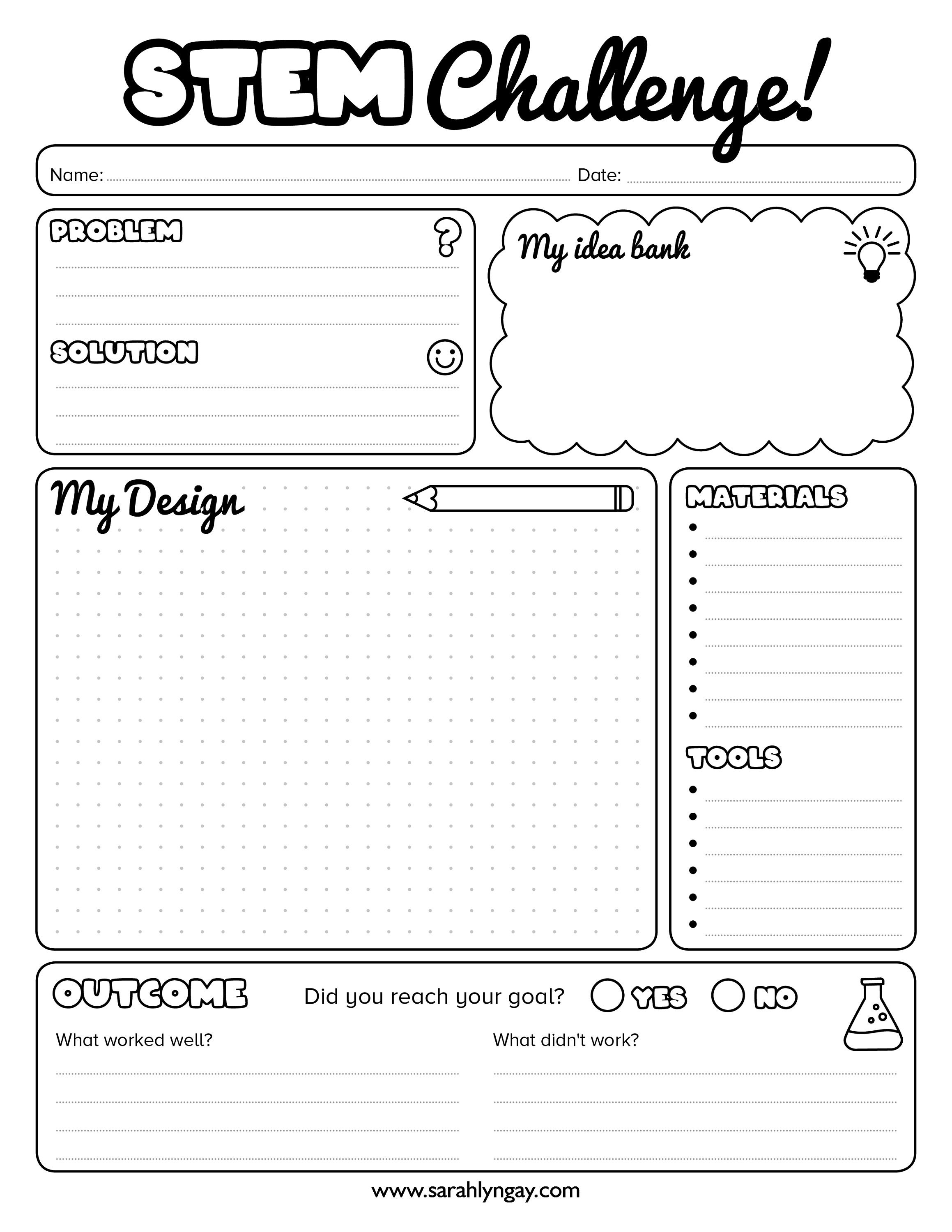 STEM Challenge Worksheets, STEM, Digital Download, Instant Download ...