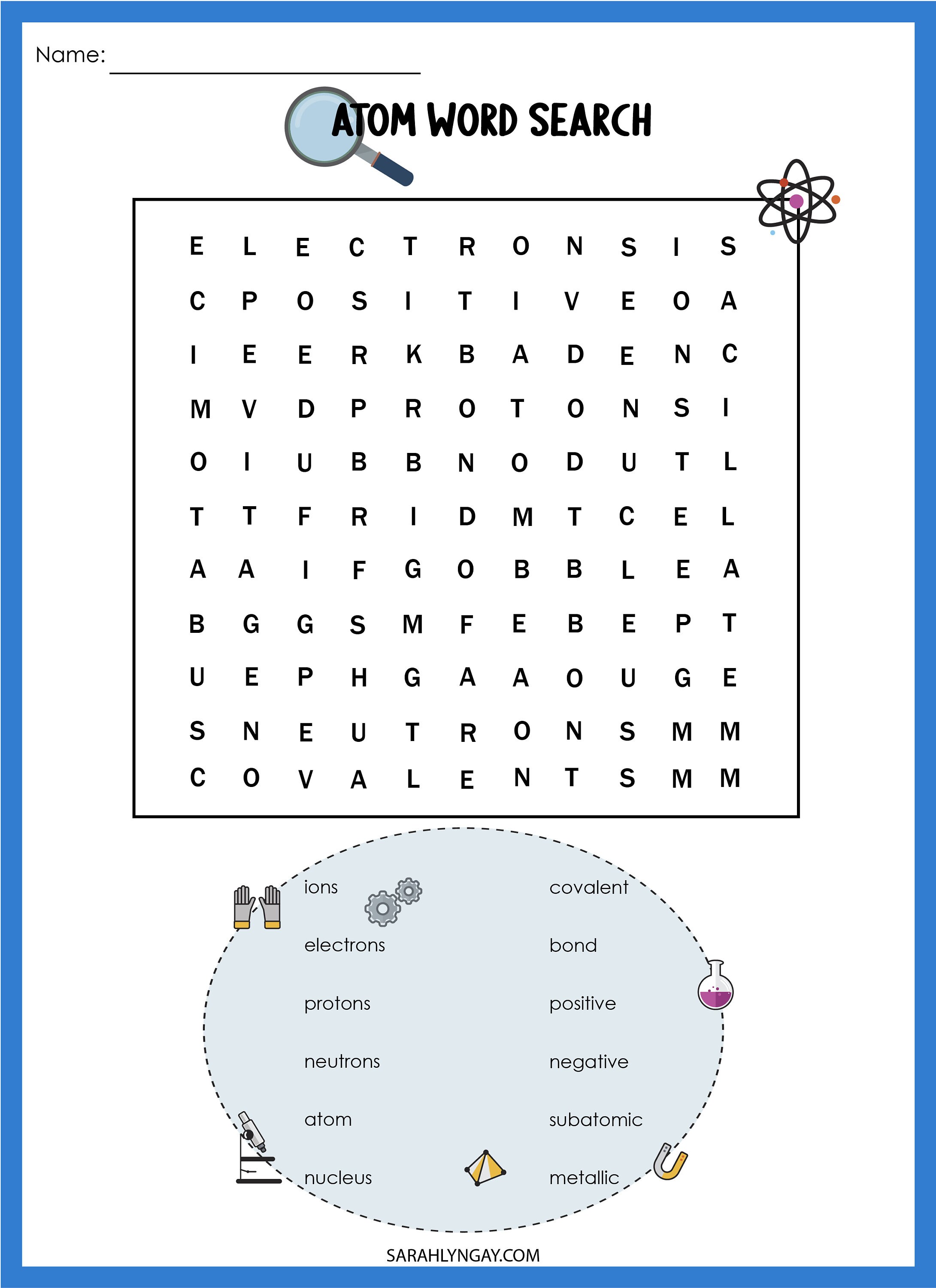 Atom Activity Set, Atoms, Digital Download, Printable Download ...