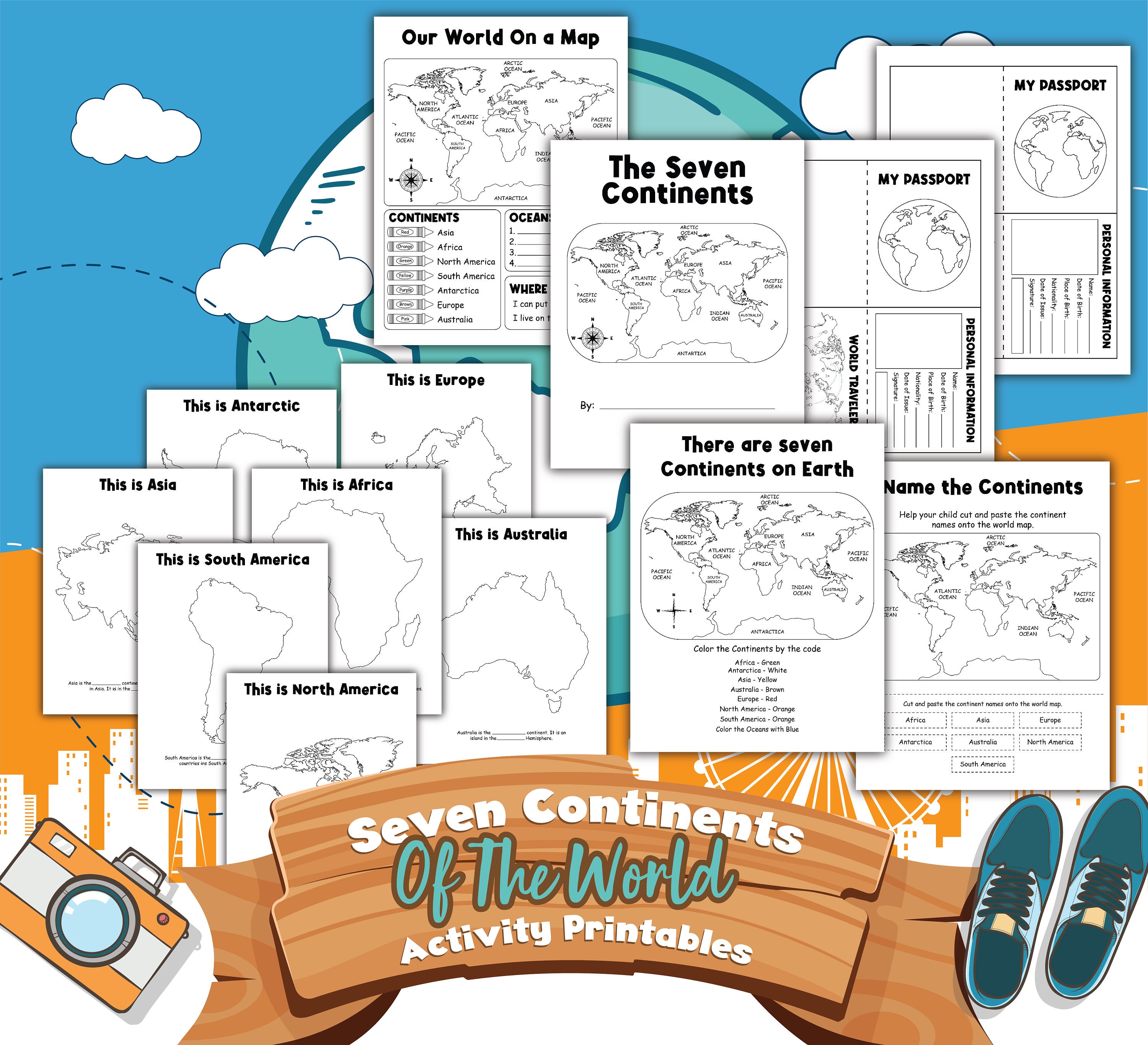 7 Continents of the World Activity Study, Digital Download, Instant ...