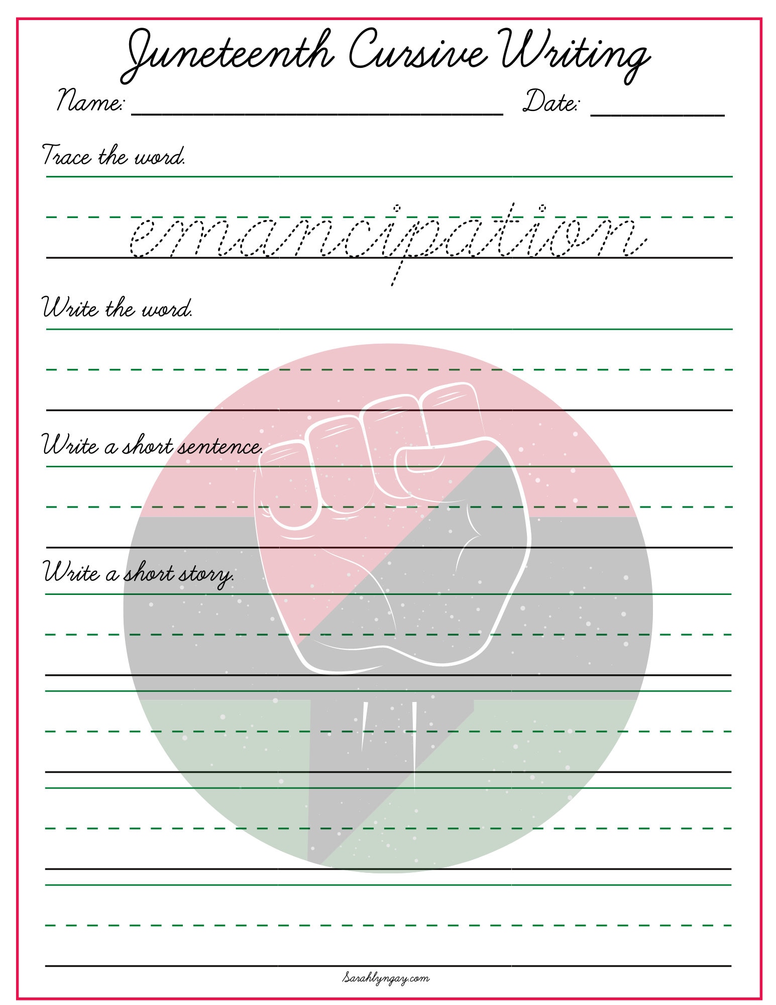 Juneteenth Cursive Writing, Juneteenth, Cursive Writing, Digital ...