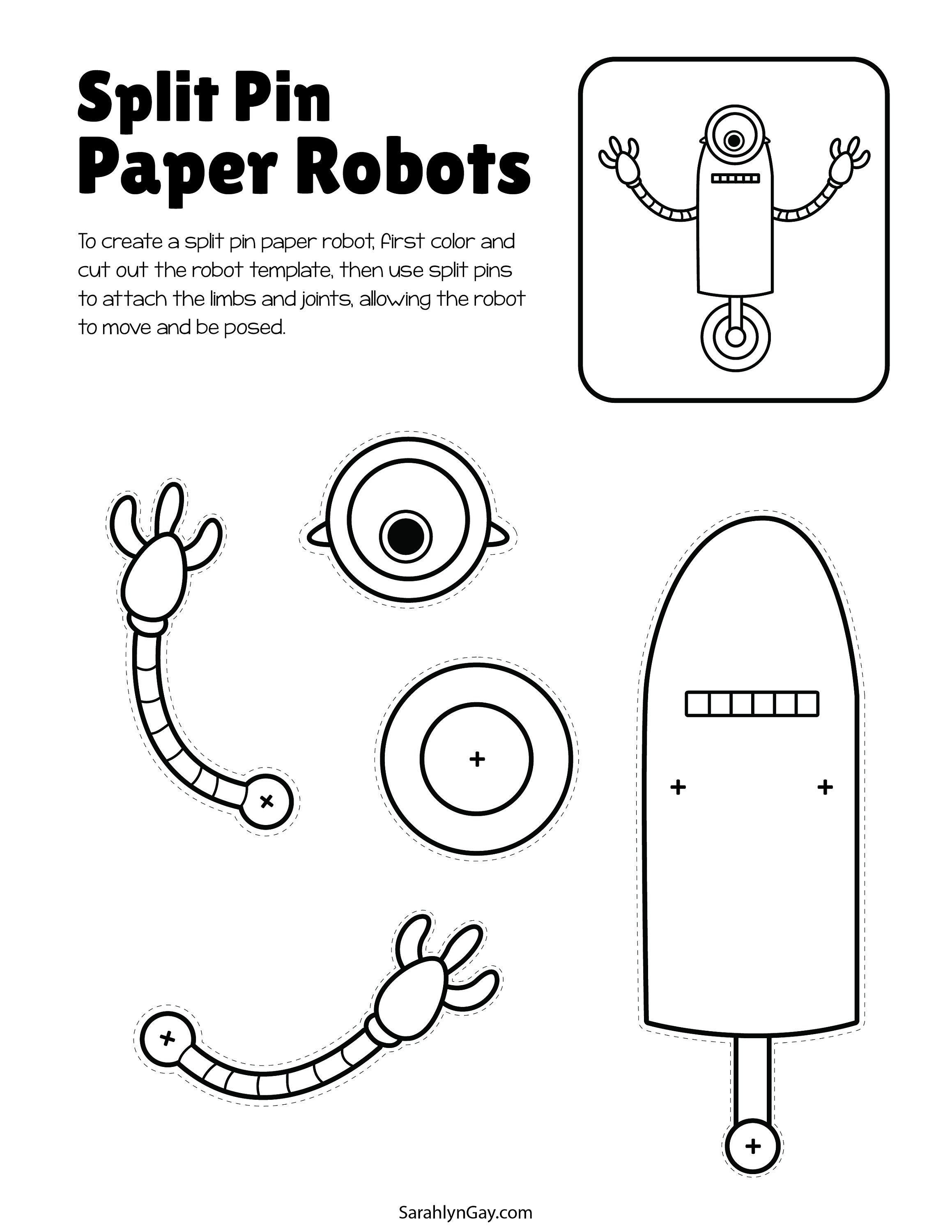 Split Pin Paper Robots, Robots, Digital Download, Printable Download ...