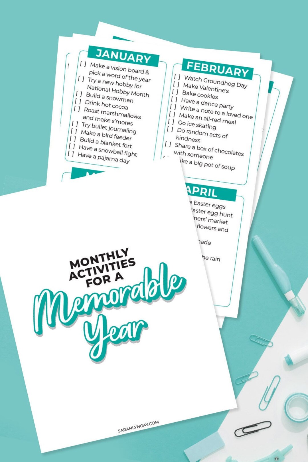 Monthly Activities for A Memorable Year, Monthly Memories, Activity ...