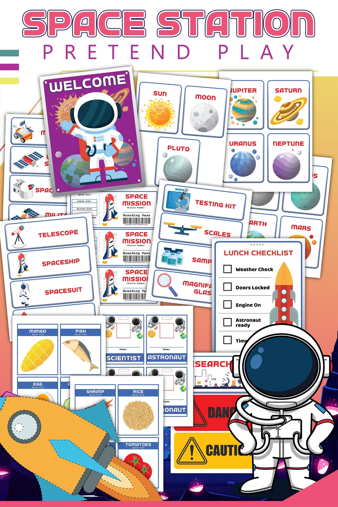 Space Station Pretend Play Set, Printable Download, Digital Download ...