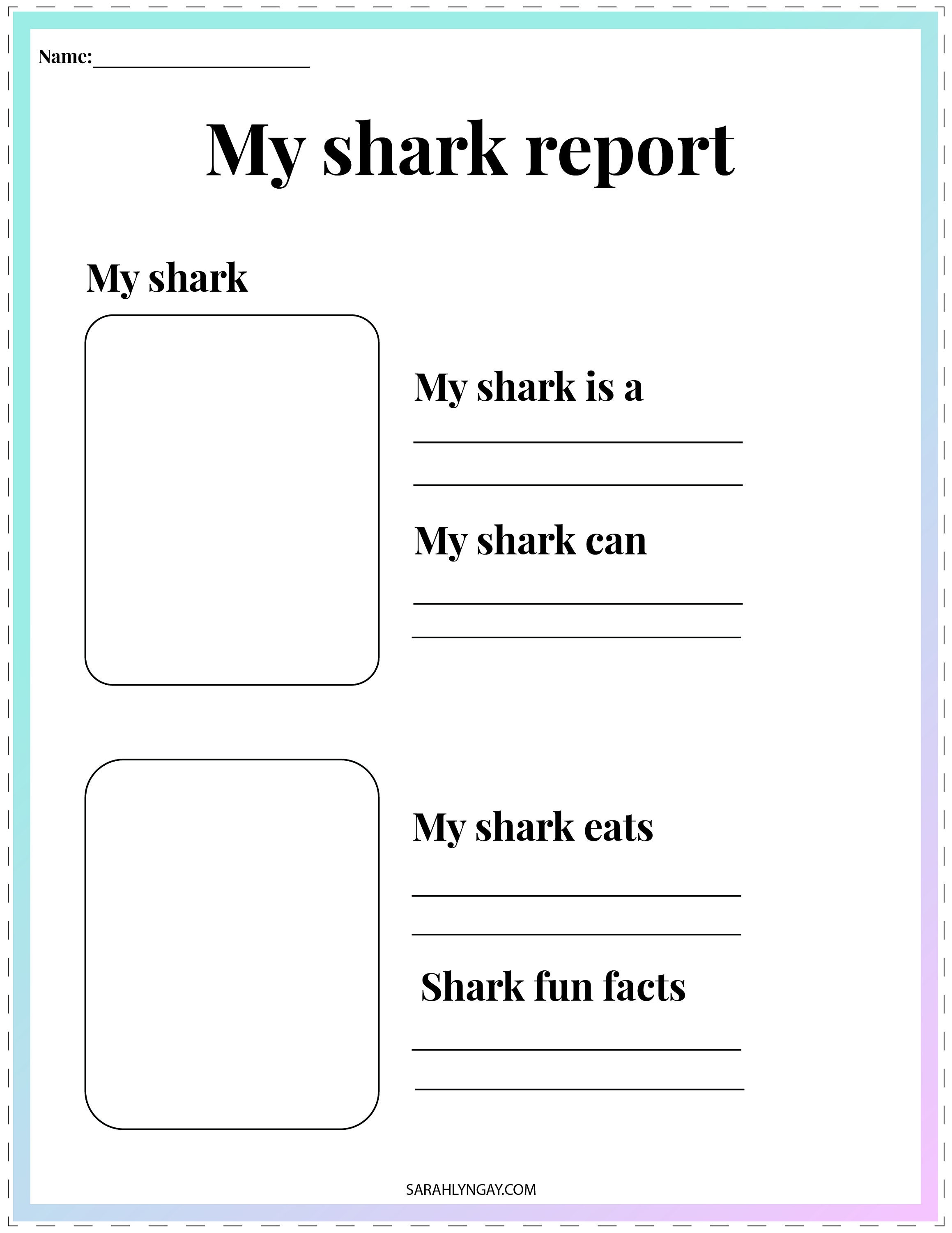 Sharks, Shark Activity Set, Shark Facts, Digital Download, Instant ...