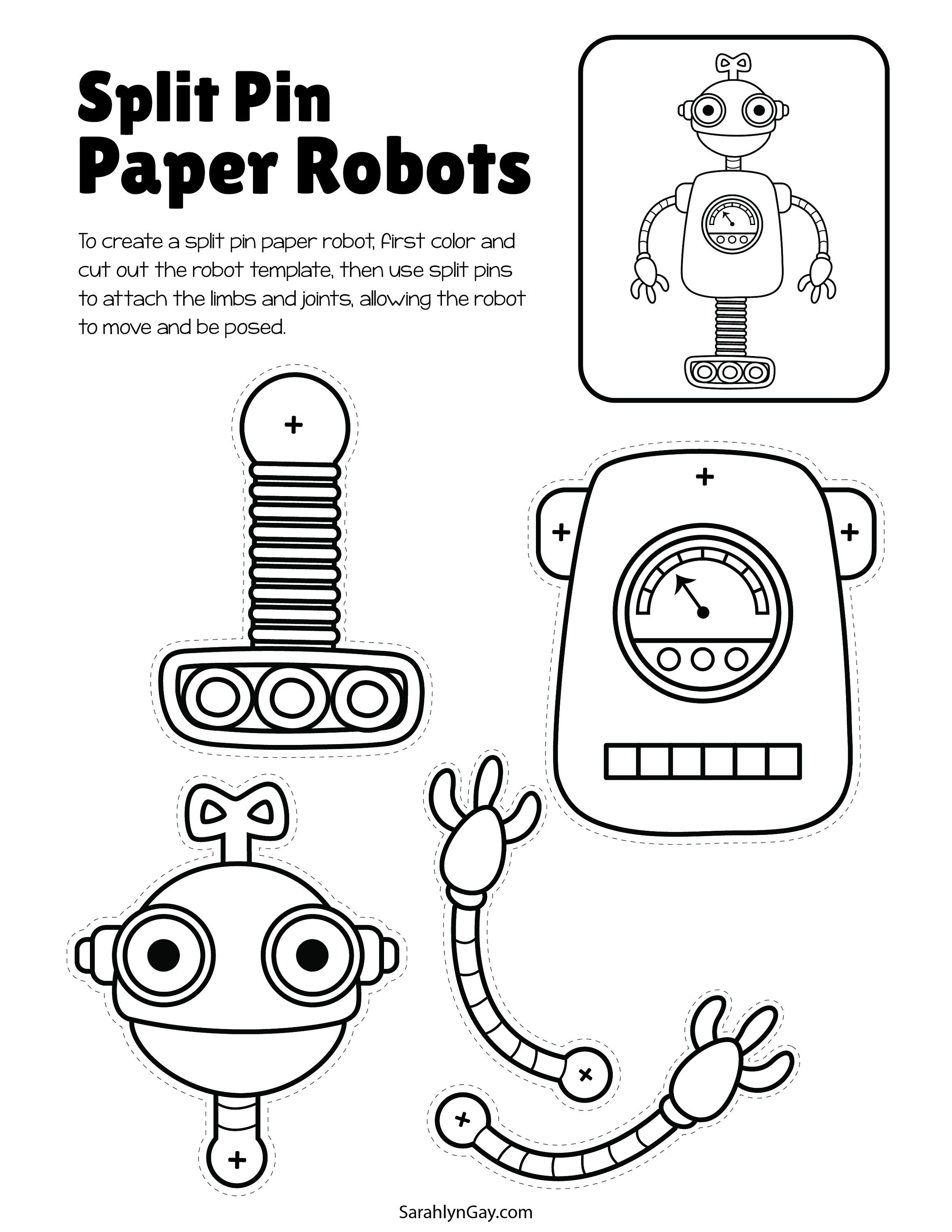 Split Pin Paper Robots, Robots, Digital Download, Printable Download ...