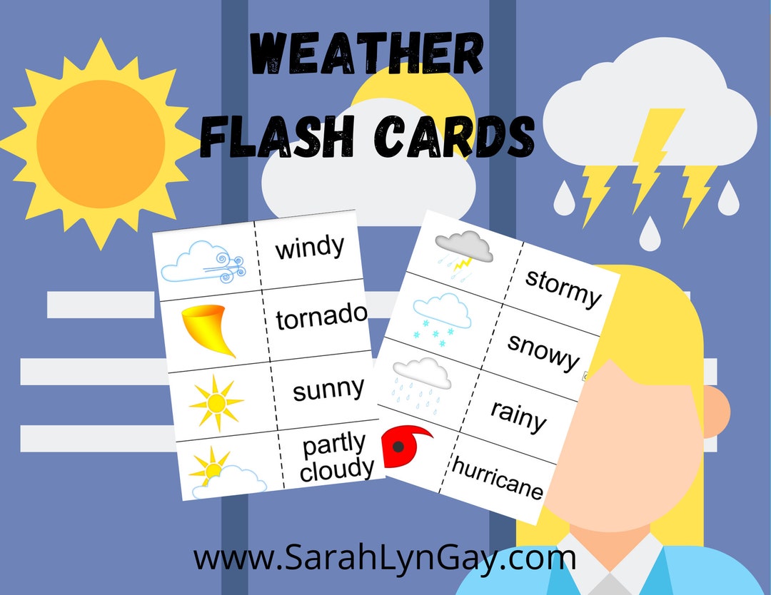 Weather Flash Cards, Weather, Flash Cards, Digital Download, Printable ...