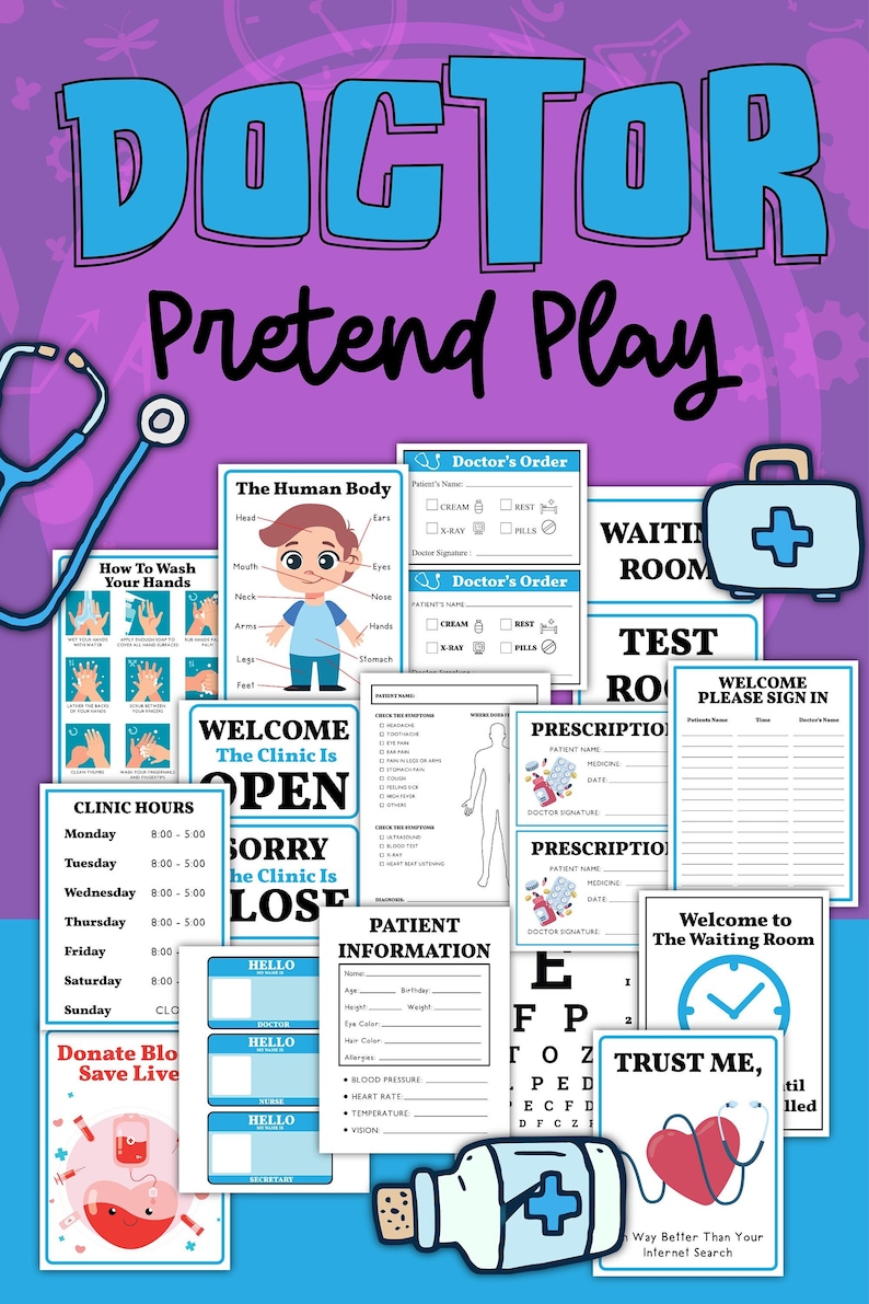 Doctor Pretend Play Printable Set Pretend Play Digital Etsy