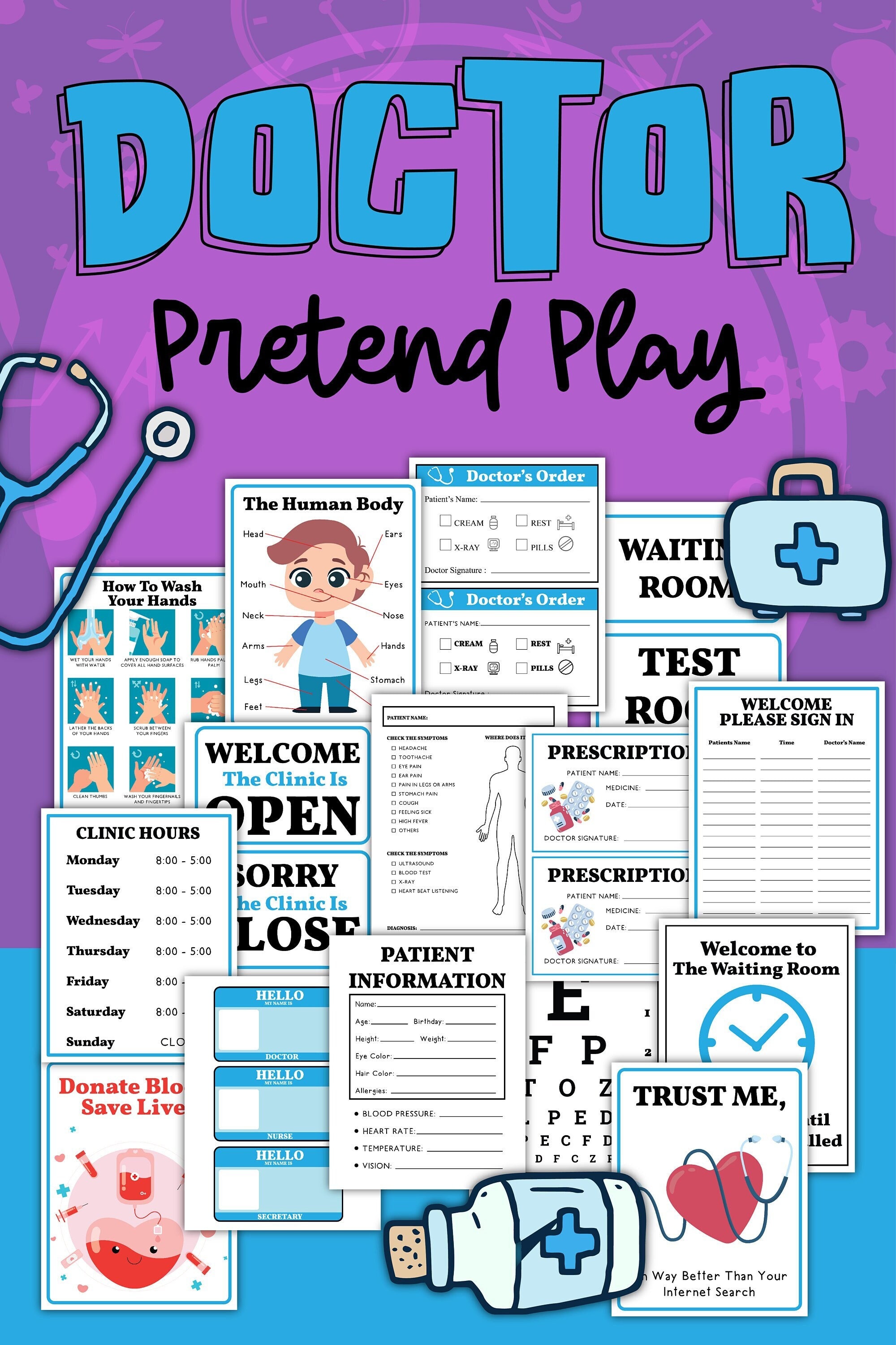 Doctor Pretend Play Printable Set Pretend Play Digital - Etsy