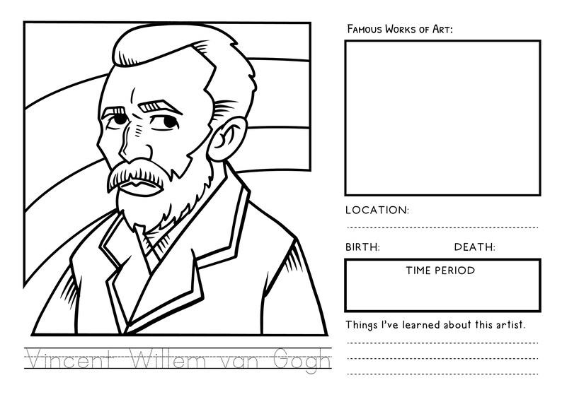 Famous Artist Worksheets Set, Famous Artists, Digital Download, Instant ...