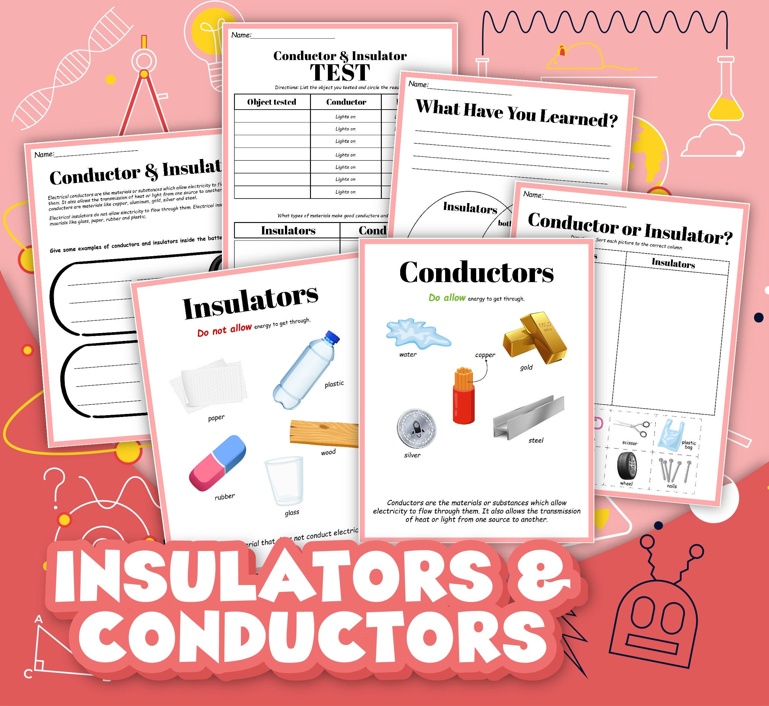 Insulators & Conductors for Kids, Instant Download, STEM Workbook ...