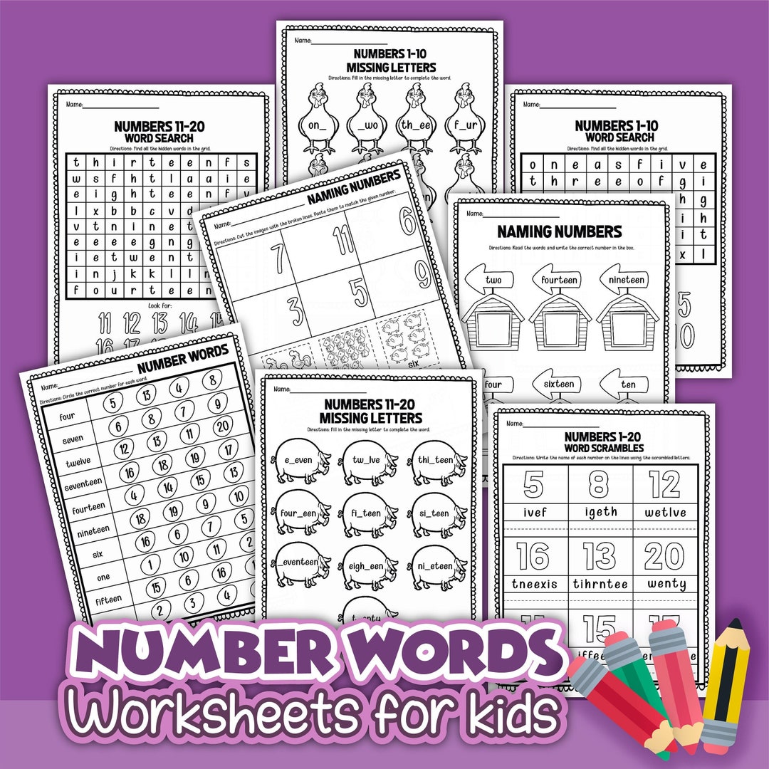 Number Words Printable Set, Number Words, Digital Download, Printable ...