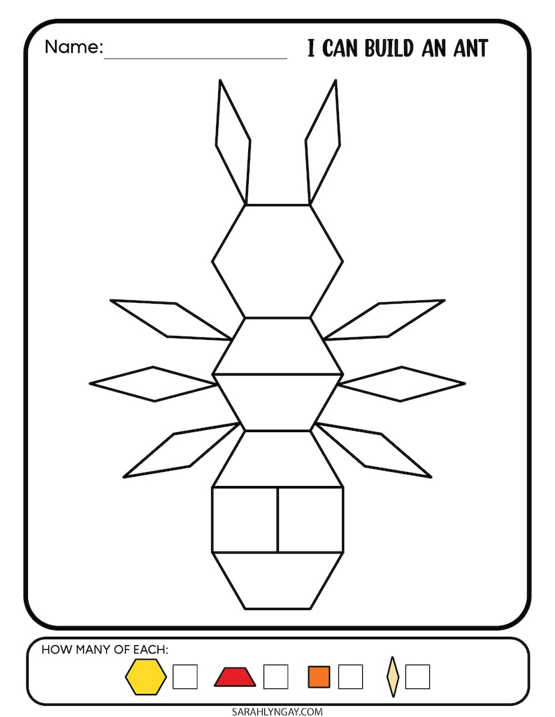 Bugs Pattern Blocks Set, Pattern Blocks, Bug Theme, Digital Download ...