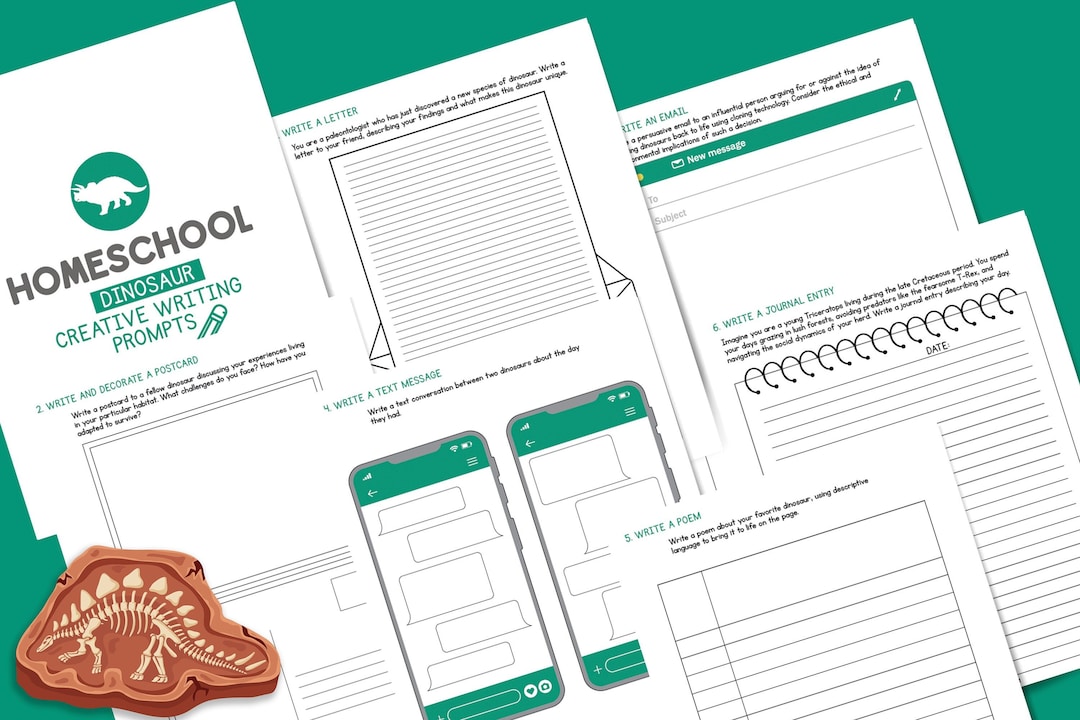 Homeschool Dinosaur Creative Writing Prompts, Homeschool, Writing ...