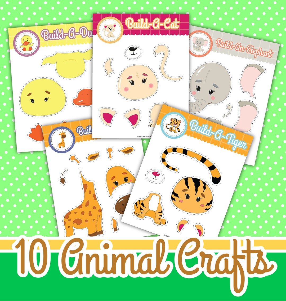 10 Animal Crafts Instant Download, STEM, Kids Art Project, Animal ...