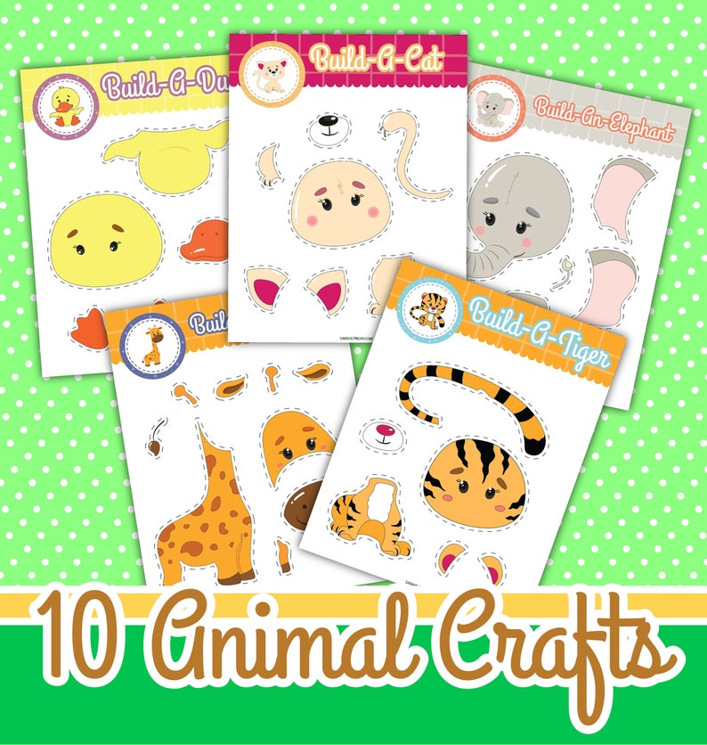 10 Animal Crafts Instant Download, STEM, Kids Art Project, Animal ...