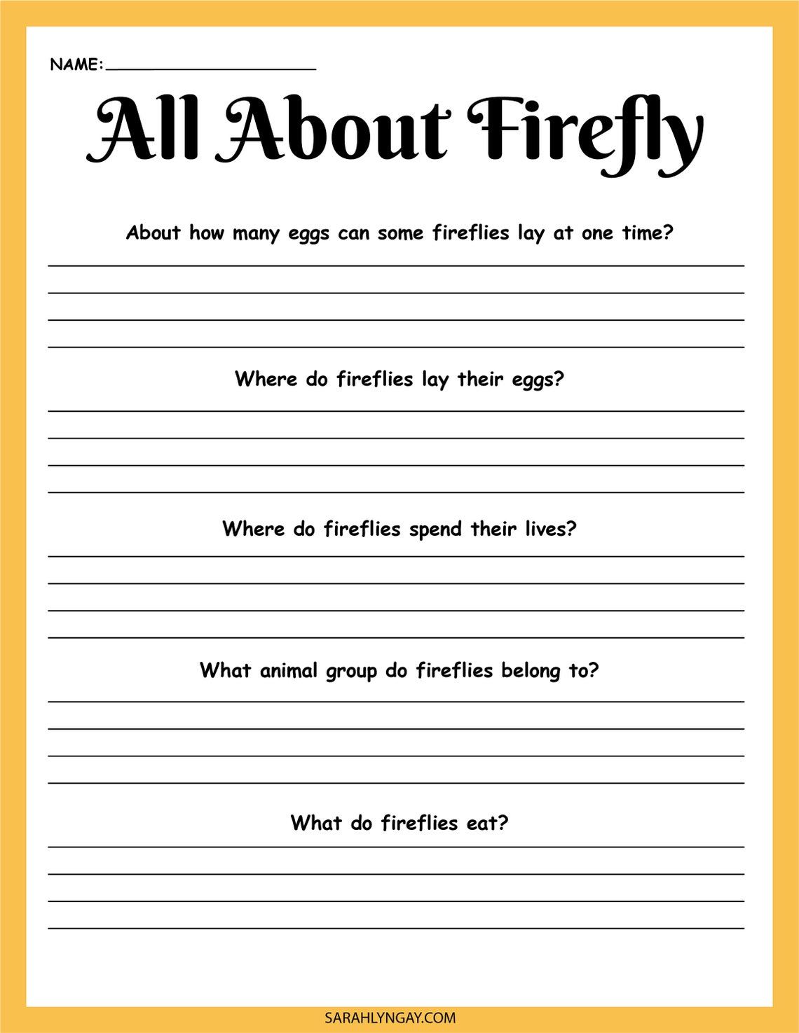 Firefly Lifecycle Activity Set, Fireflies, Digital Download, Instant ...