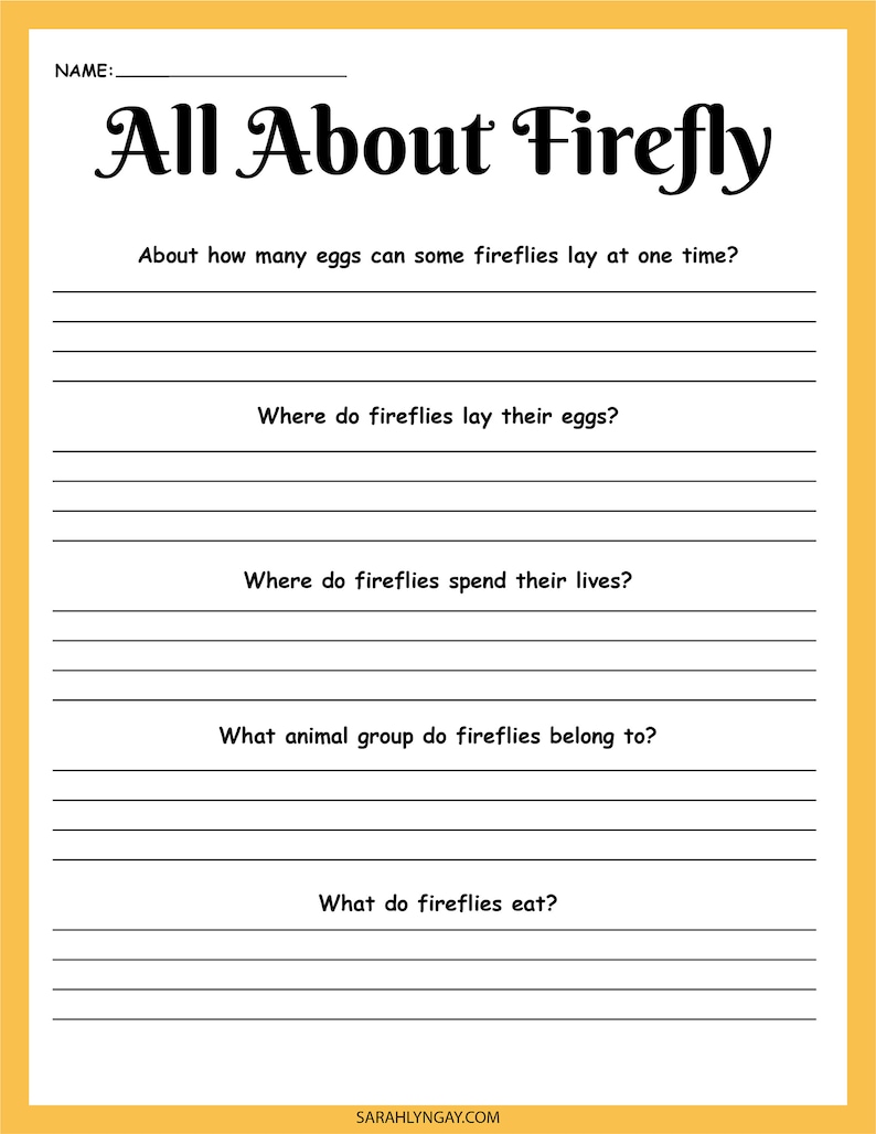 Firefly Lifecycle Activity Set, Fireflies, Digital Download, Instant ...
