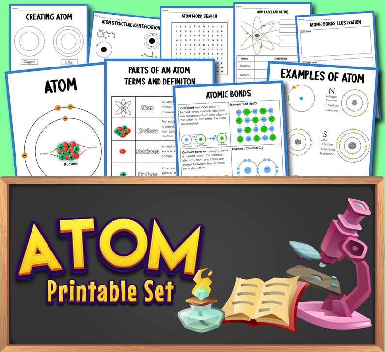 Atom Activity Set, Atoms, Digital Download, Printable Download ...