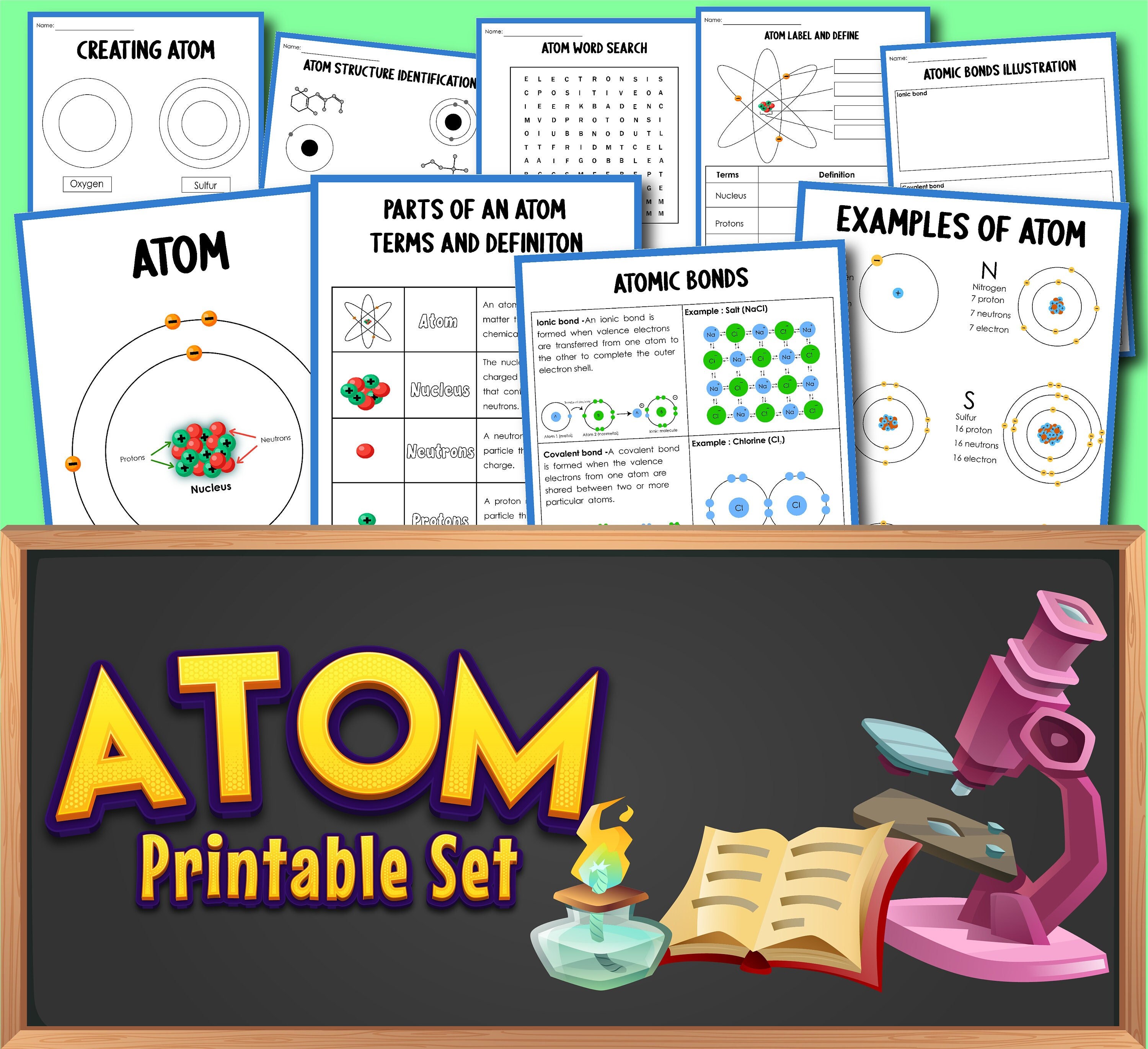 Atom Activity Set, Atoms, Digital Download, Printable Download ...