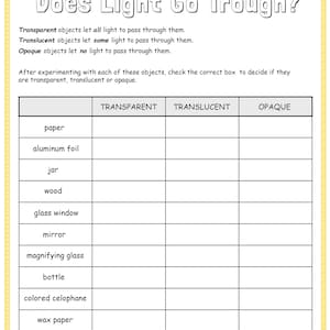 Light Energy Activity Pack, Instant Download STEM Workbook, Digital ...