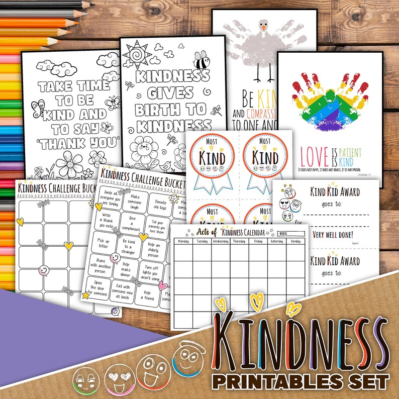 Kindness Handprint Printable Set, Kindness Handprints, Digital Download ...