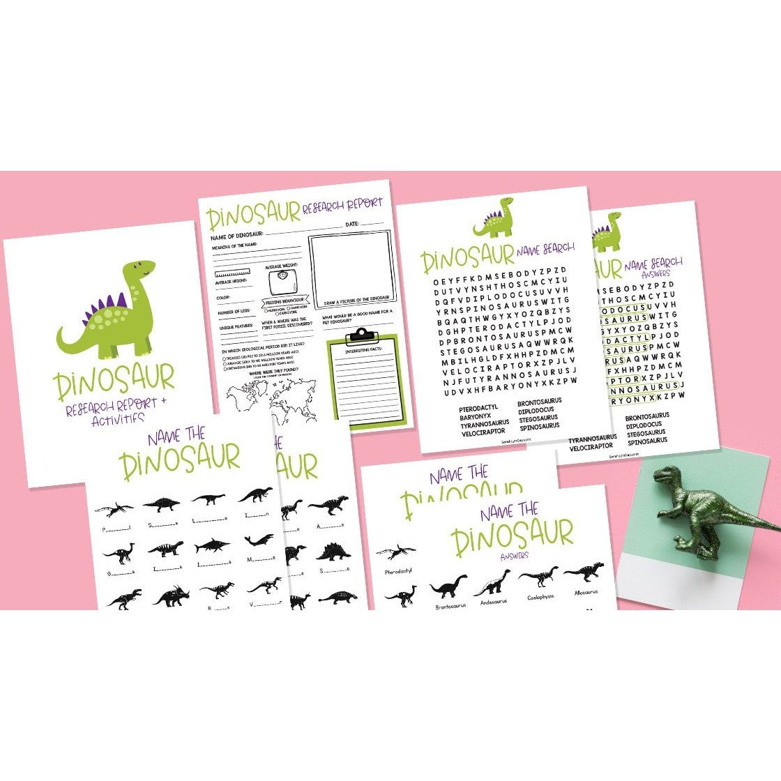 Dinosaur Activity Sheets for Kids, Digital Download, Dinosaur Lessons ...