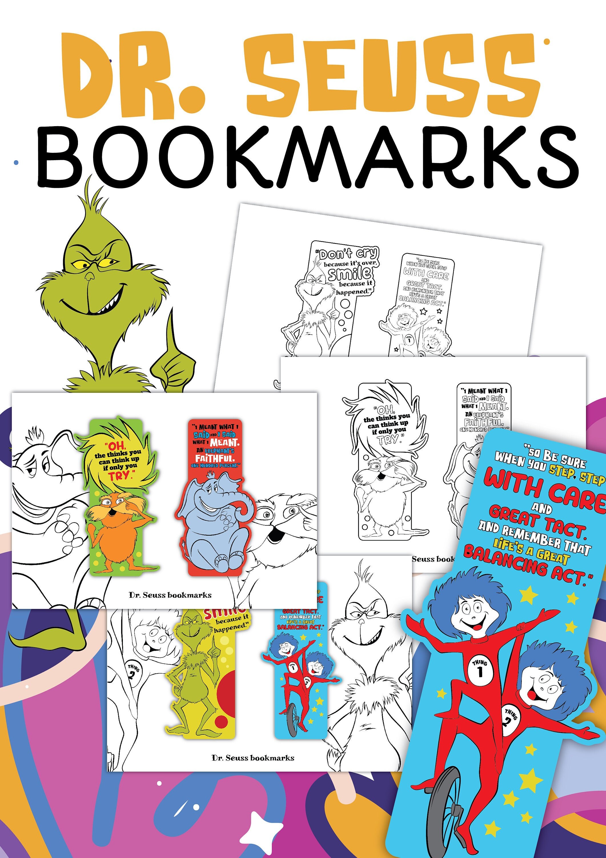 Dr. Seuss Bookmark Set Dr. Seuss Digital Download Printable - Etsy ...