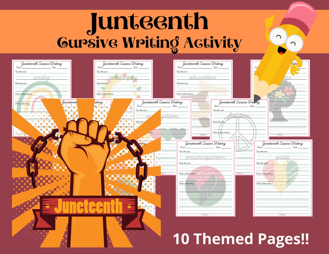 Juneteenth Cursive Writing, Juneteenth, Cursive Writing, Digital ...