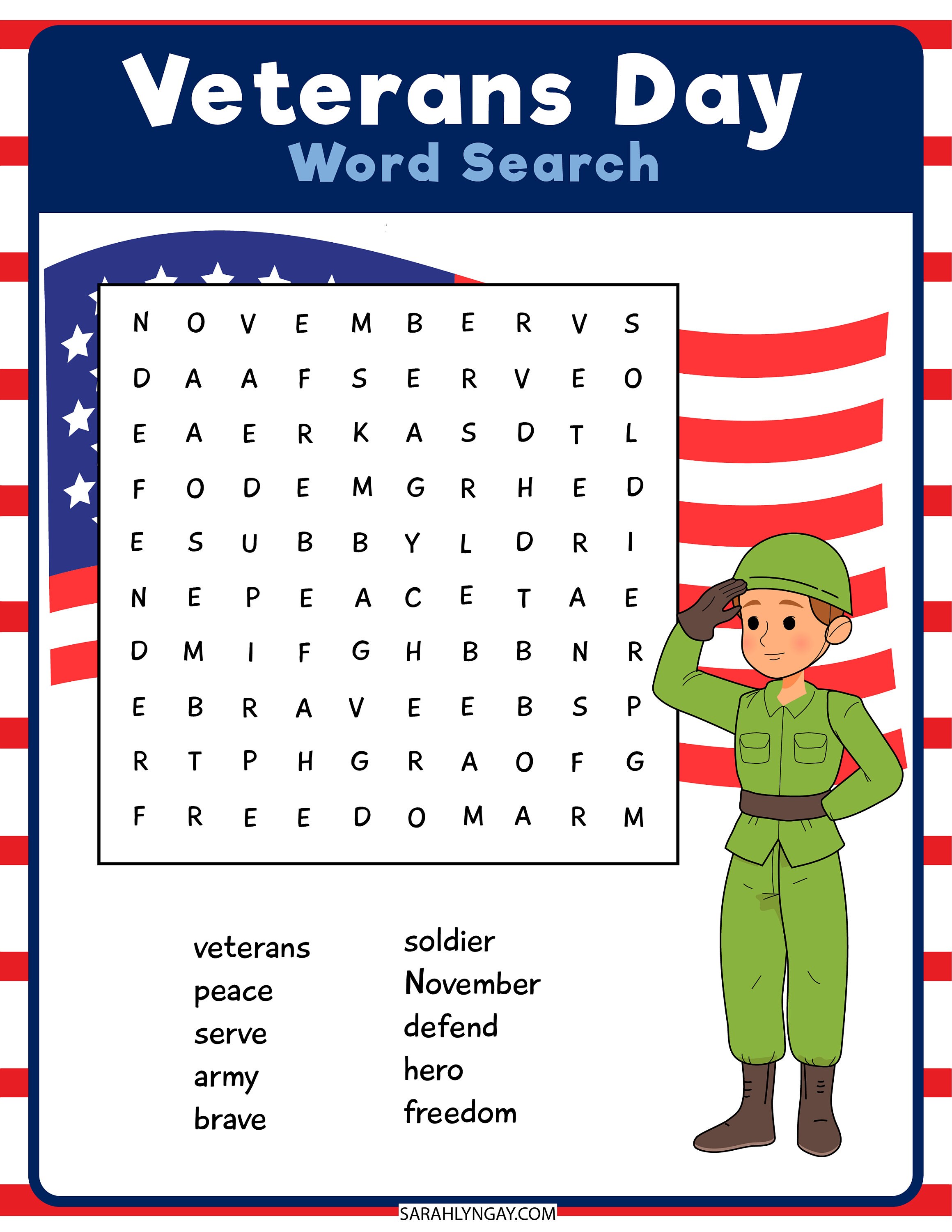 Veteran's Day Printable Activity Digital Download - Etsy