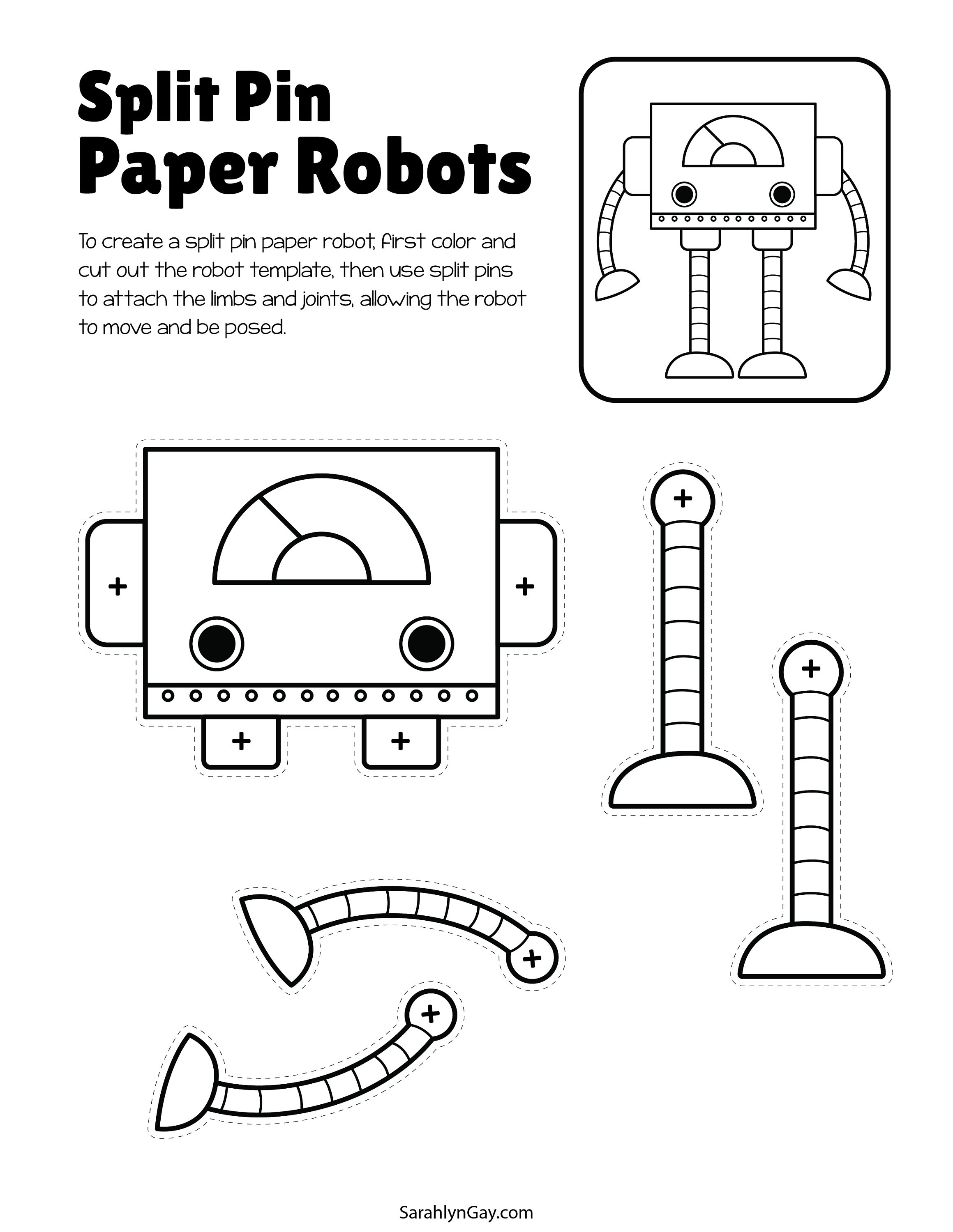 Split Pin Paper Robots, Robots, Digital Download, Printable Download ...