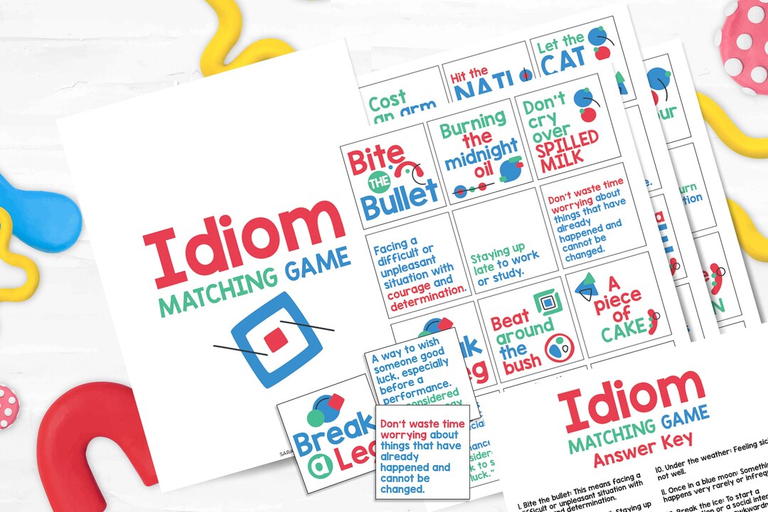 Idiom Matching Game, Idioms, Matching Game, Digital Download, Instant ...