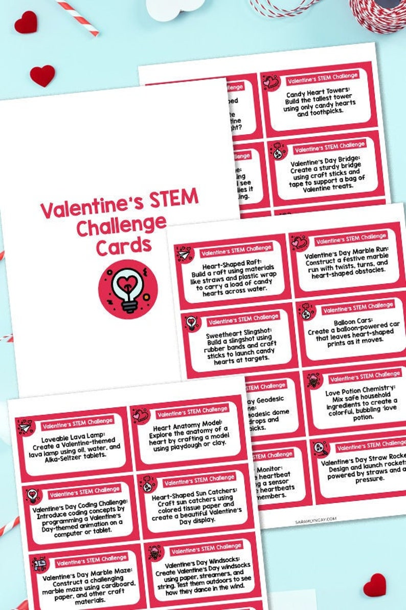 Valentine's STEM Challenge Cards, Valentine's Day, Challenge Cards ...
