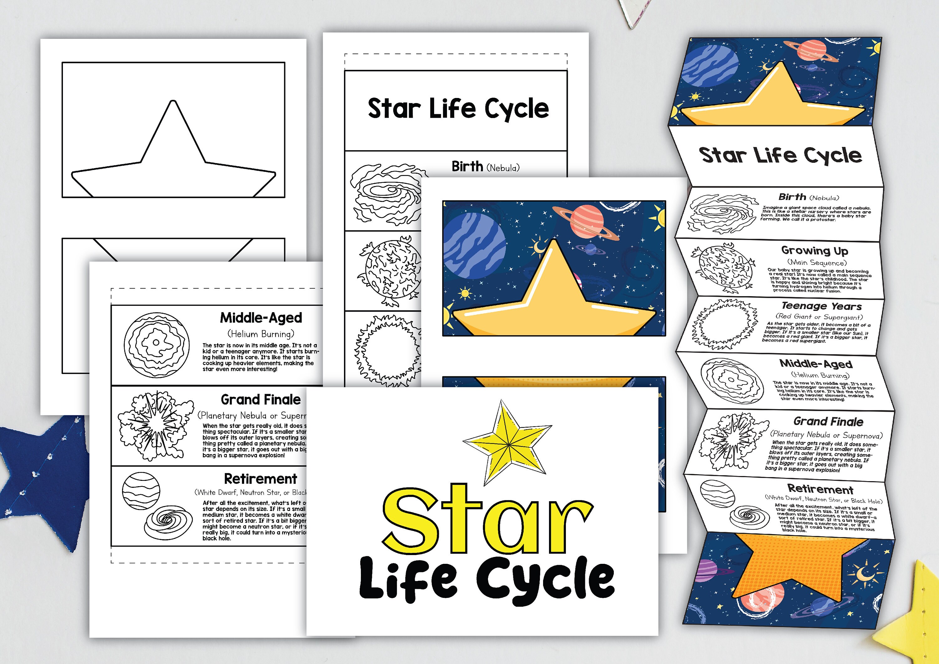 Star Life Cycle Foldouts, Star, Digital Download, Instant Download ...