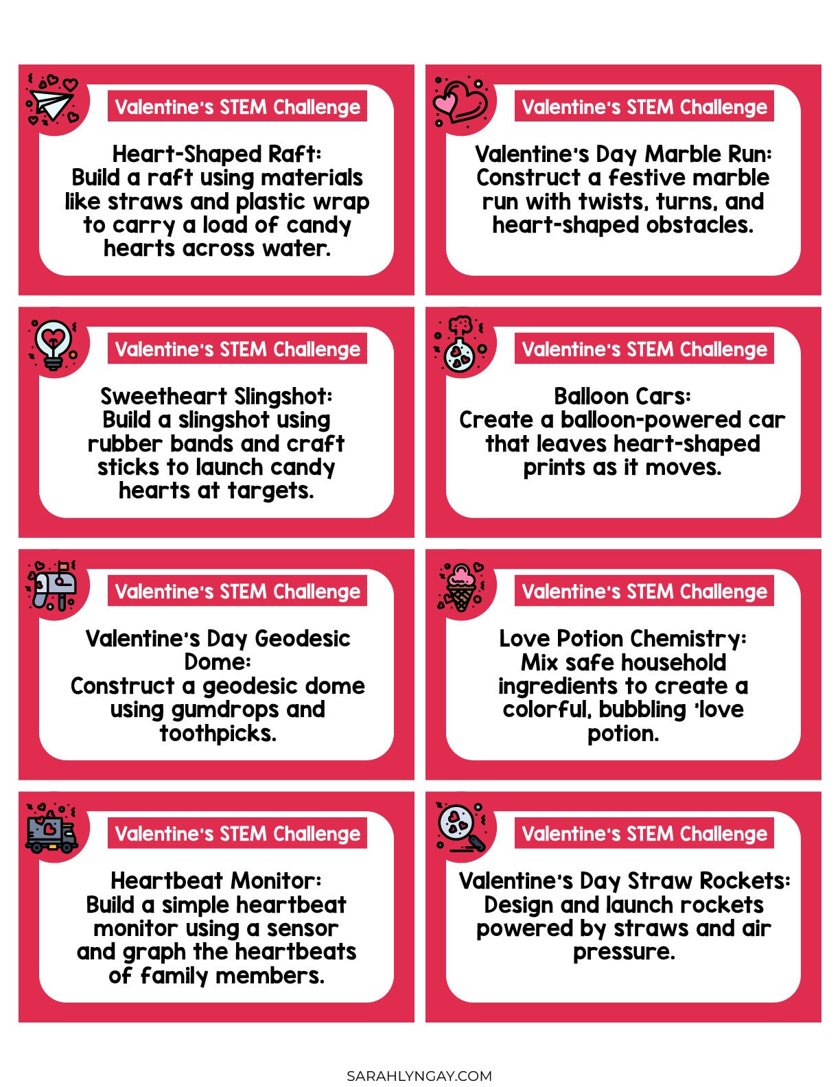 Valentine's STEM Challenge Cards, Valentine's Day, Challenge Cards ...