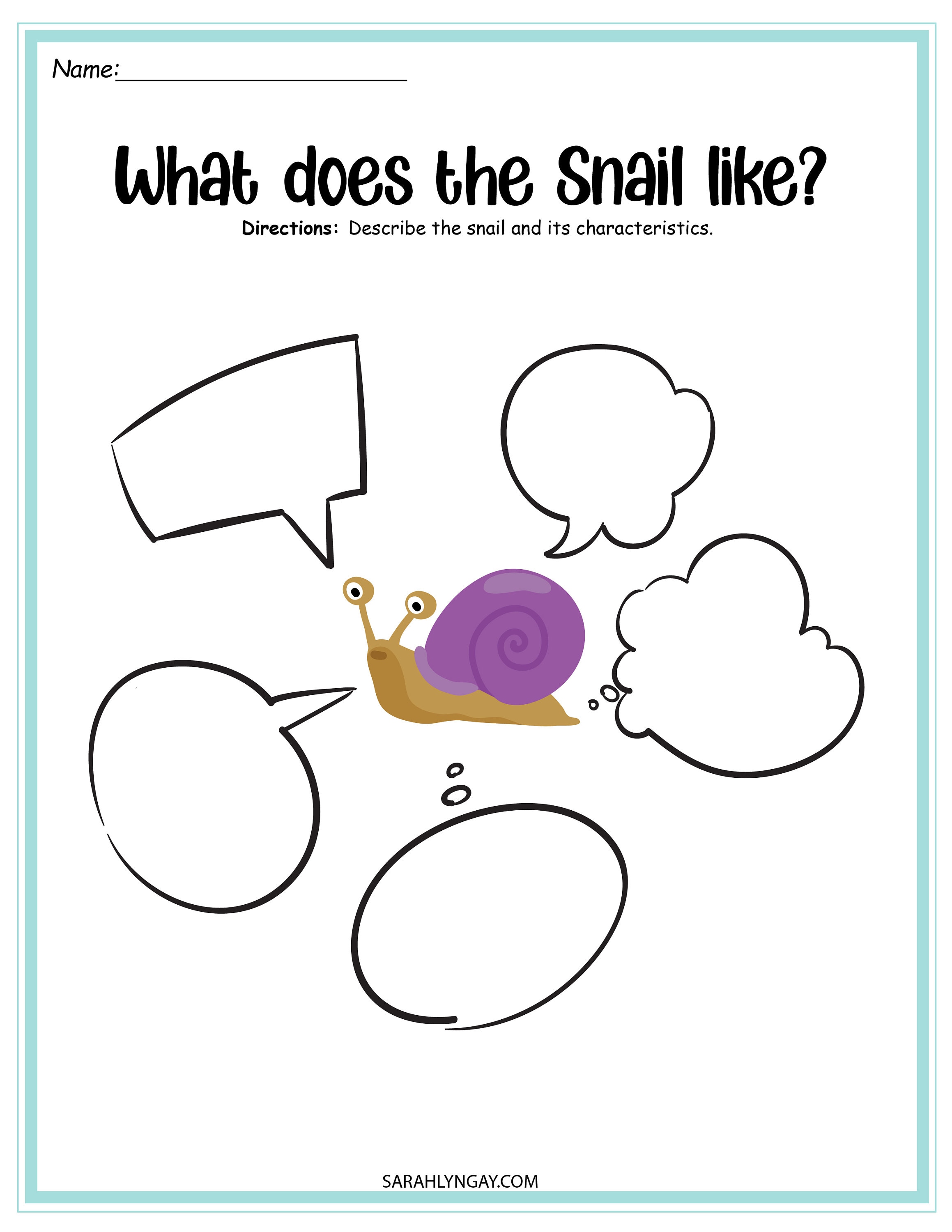 Snails, All About Snails, Instant Download, STEM Workbook, Digital ...