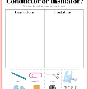Insulators & Conductors for Kids, Instant Download, STEM Workbook ...