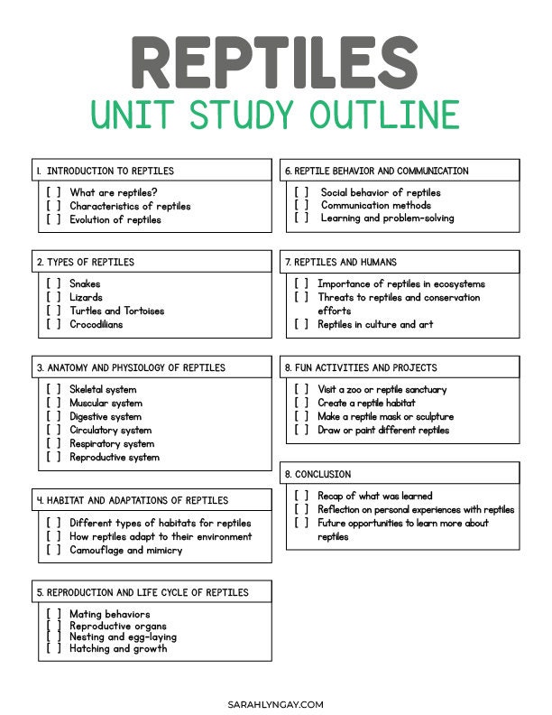 Homeschool Reptiles Unit Study Outline, Homeschool, Reptiles, Digital Download, Printable ...