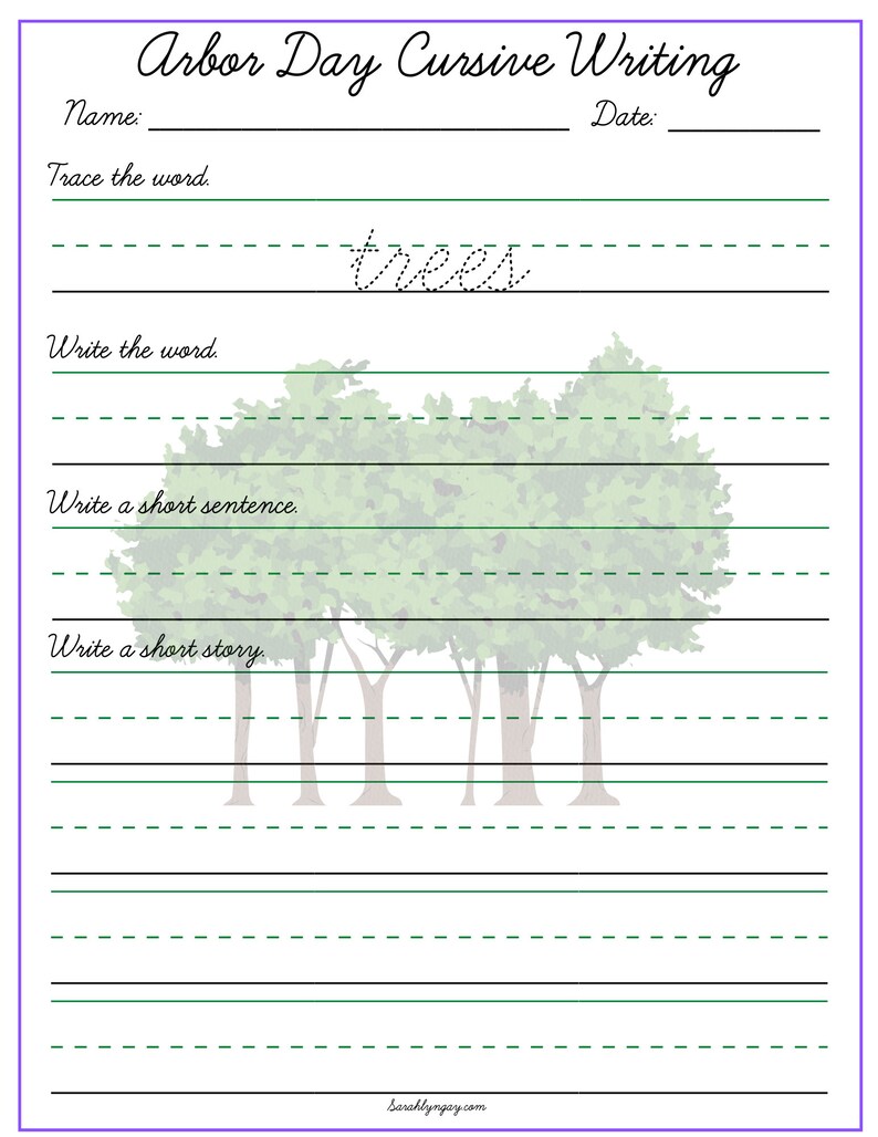 Escritura cursiva del Día del Árbol, Escritura cursiva del Día del ...